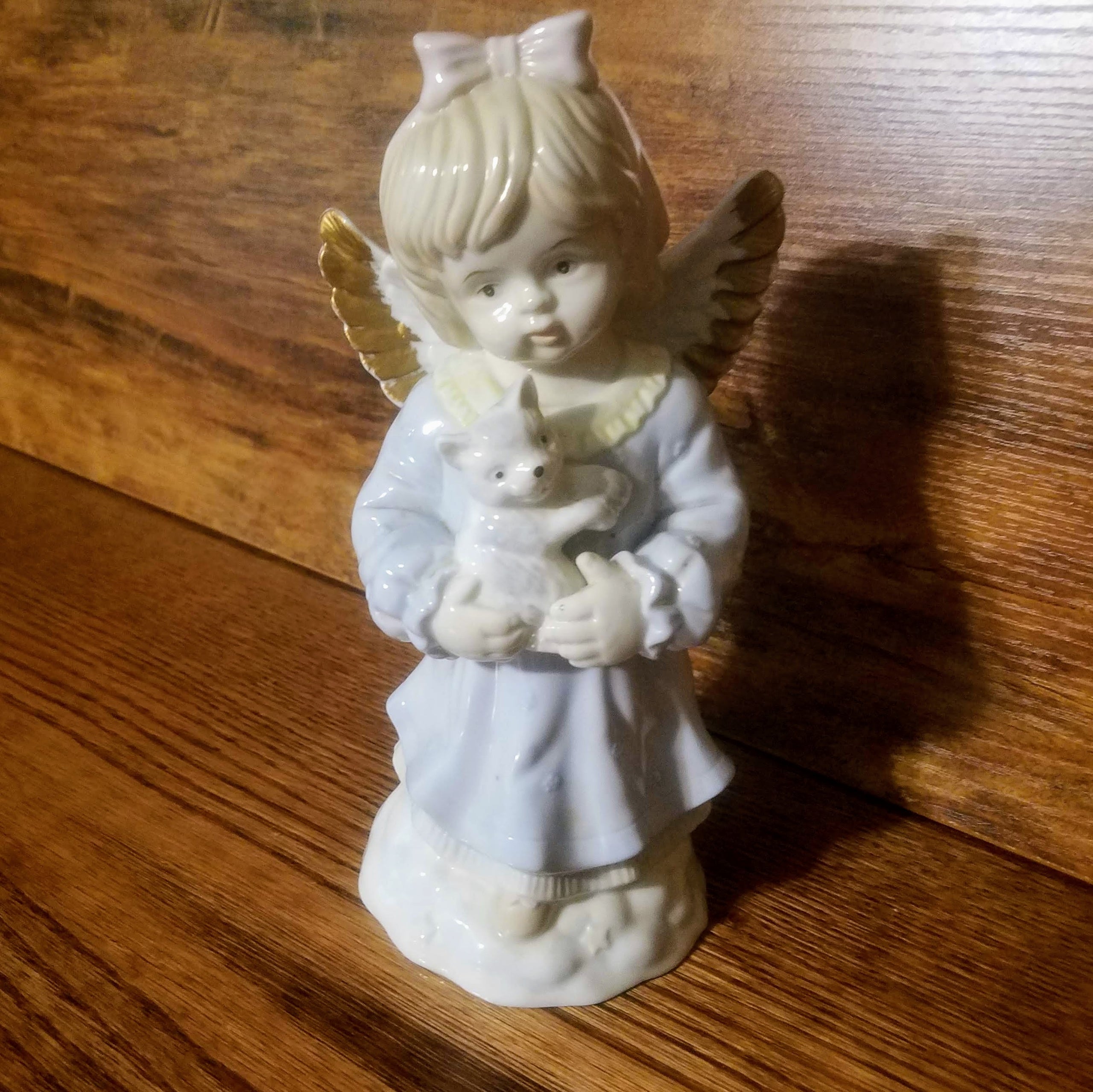 Child Angel with Kitten Ceramic Figure | The Mirrored Soul LLC DBA ...