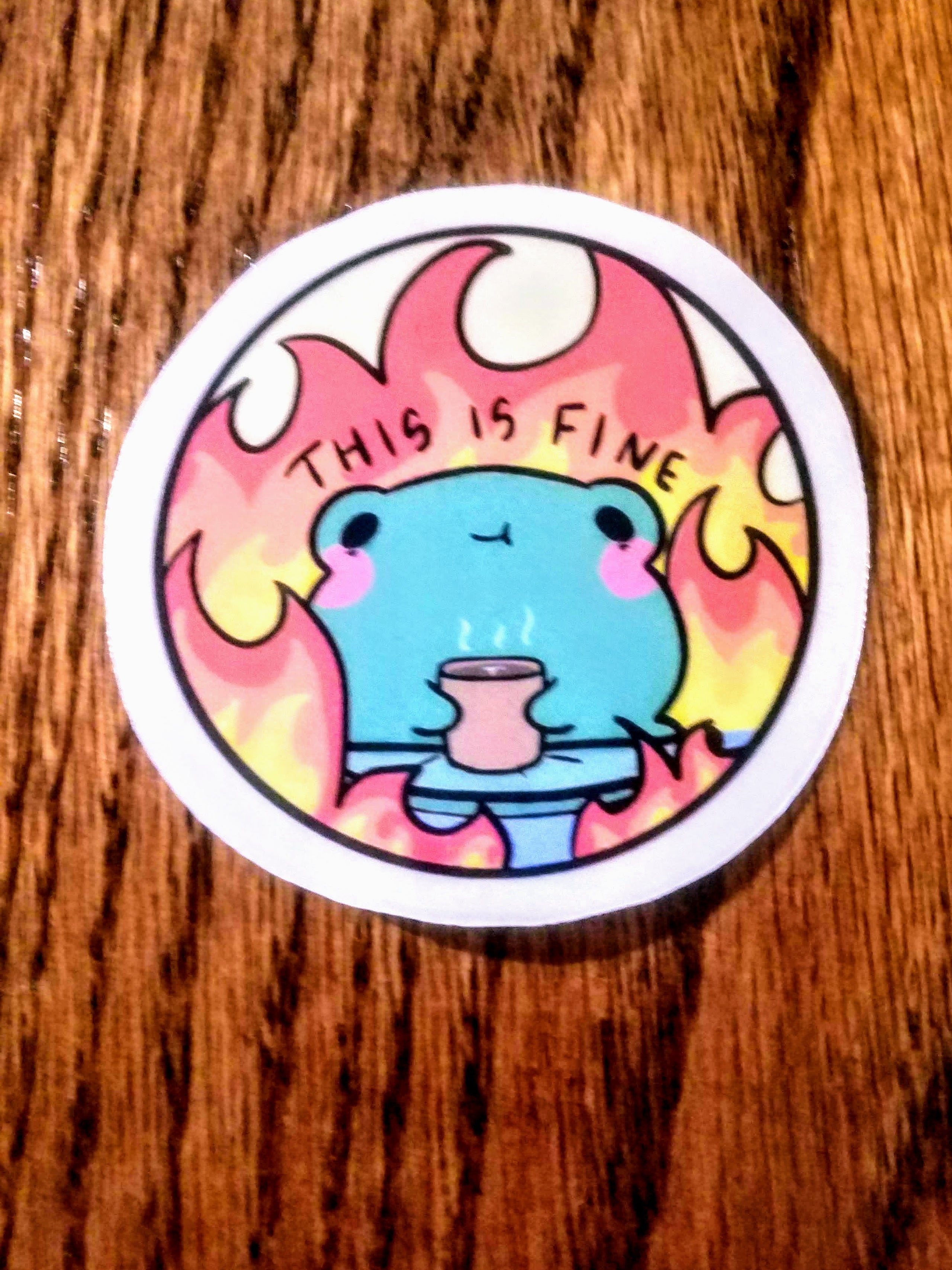 Frog This is Fine Meme Sticker | The Mirrored Soul LLC DBA Nevermore ...